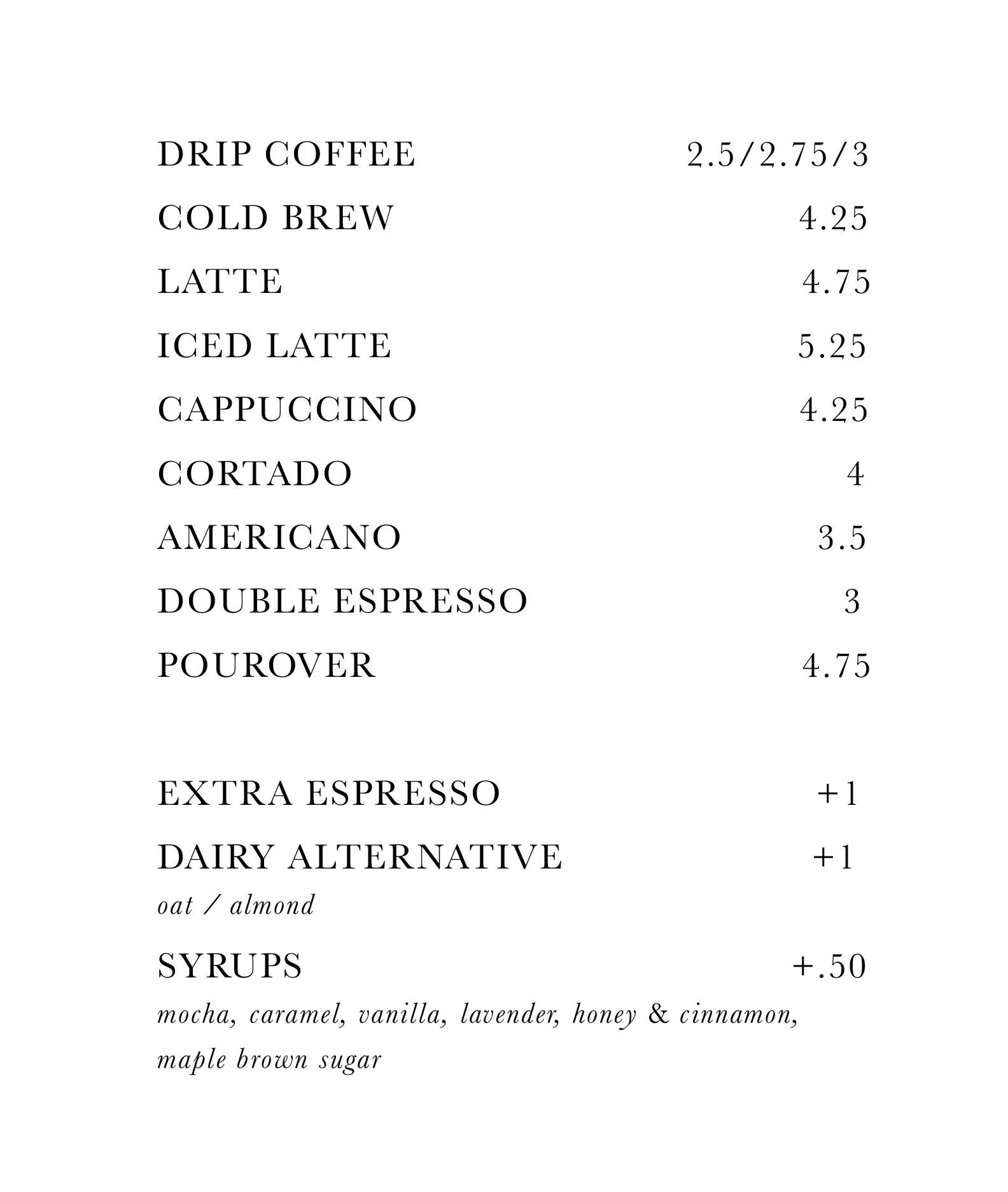 Menu – AmityCoffeeCo